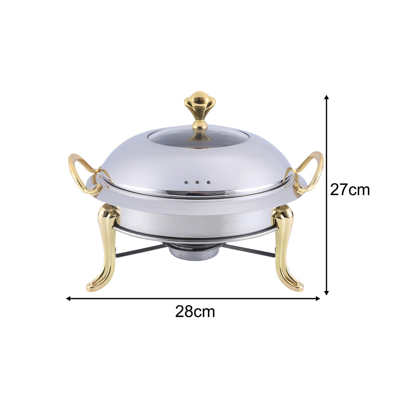 Baoblaze Buffet Warmer Solid Fuel Boiler Anti Scald with Lids Catering Warmer Set Fuel Stove for Kitchenware Cooking Utensil Outdoor Backpacking, Aureate