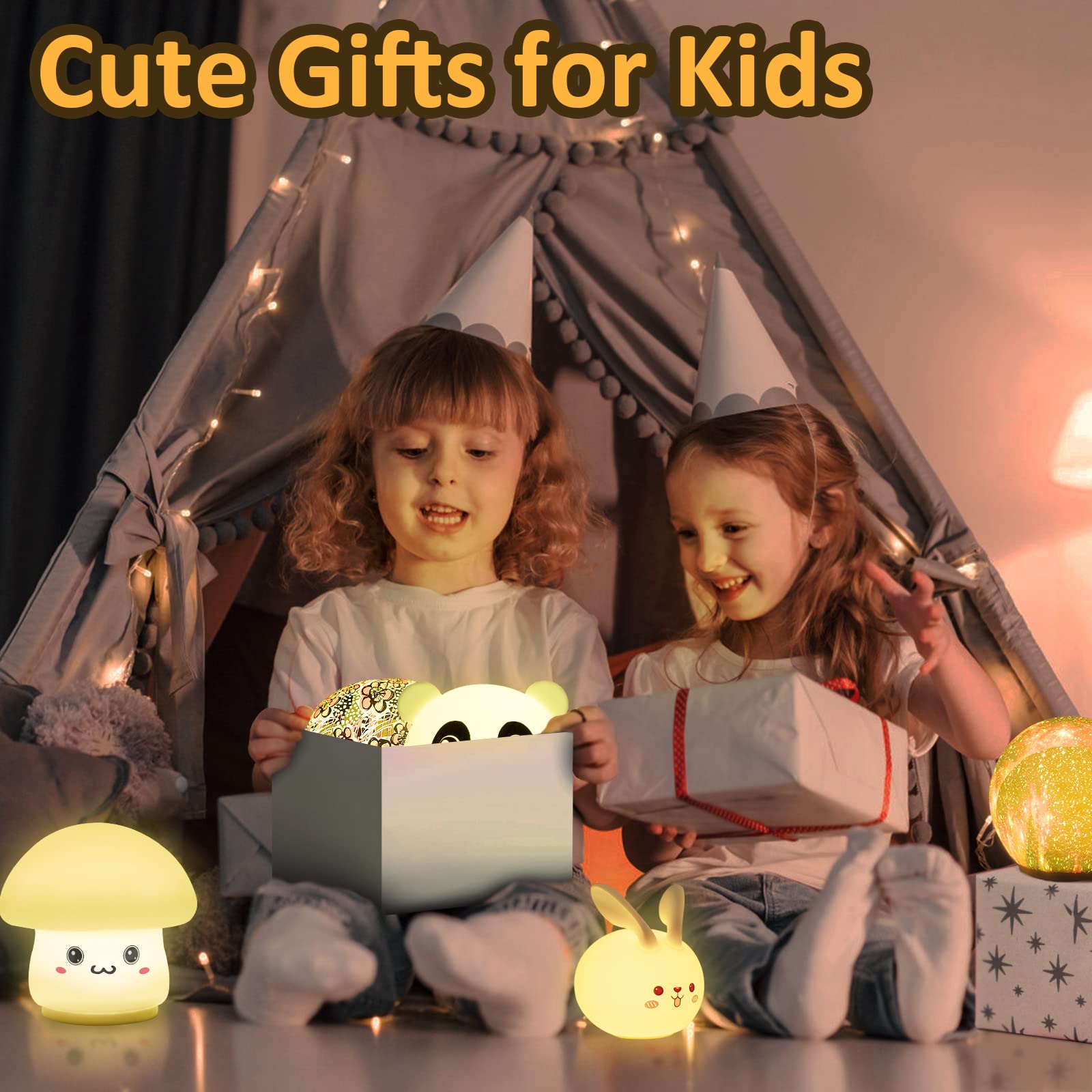 ANGTUO Mushroom Lamp 7 Color Changing Tap Control Mushroom Night Light Cute Squishy Silicone Lamp Funny Gift for Daughter Kid…