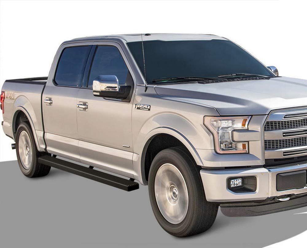 APS 4in Black Running Boards Compatible with Ford F150 SuperCrew Cab & 17-24 F250 15-24