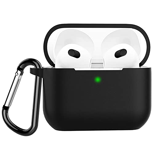 Coffea for AirPods 3 Case, Protective Silicone Case Cover with Keychain for Apple AirPods 3rd Generation 2021, [US Patent Registered] - Black