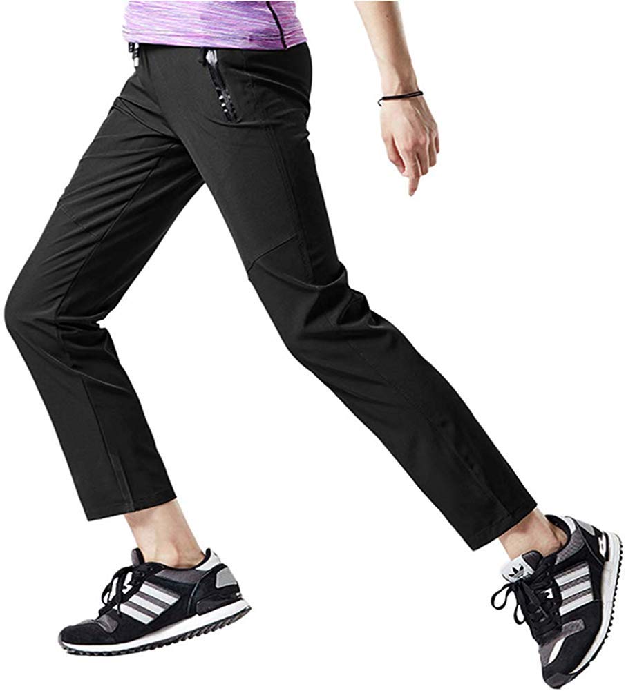 Arisonho Women's Hiking Pants Outdoor Water-Resistant Quick Drying Mountain Trousers Lightweight Travel Pants with Pockets(Black,M)
