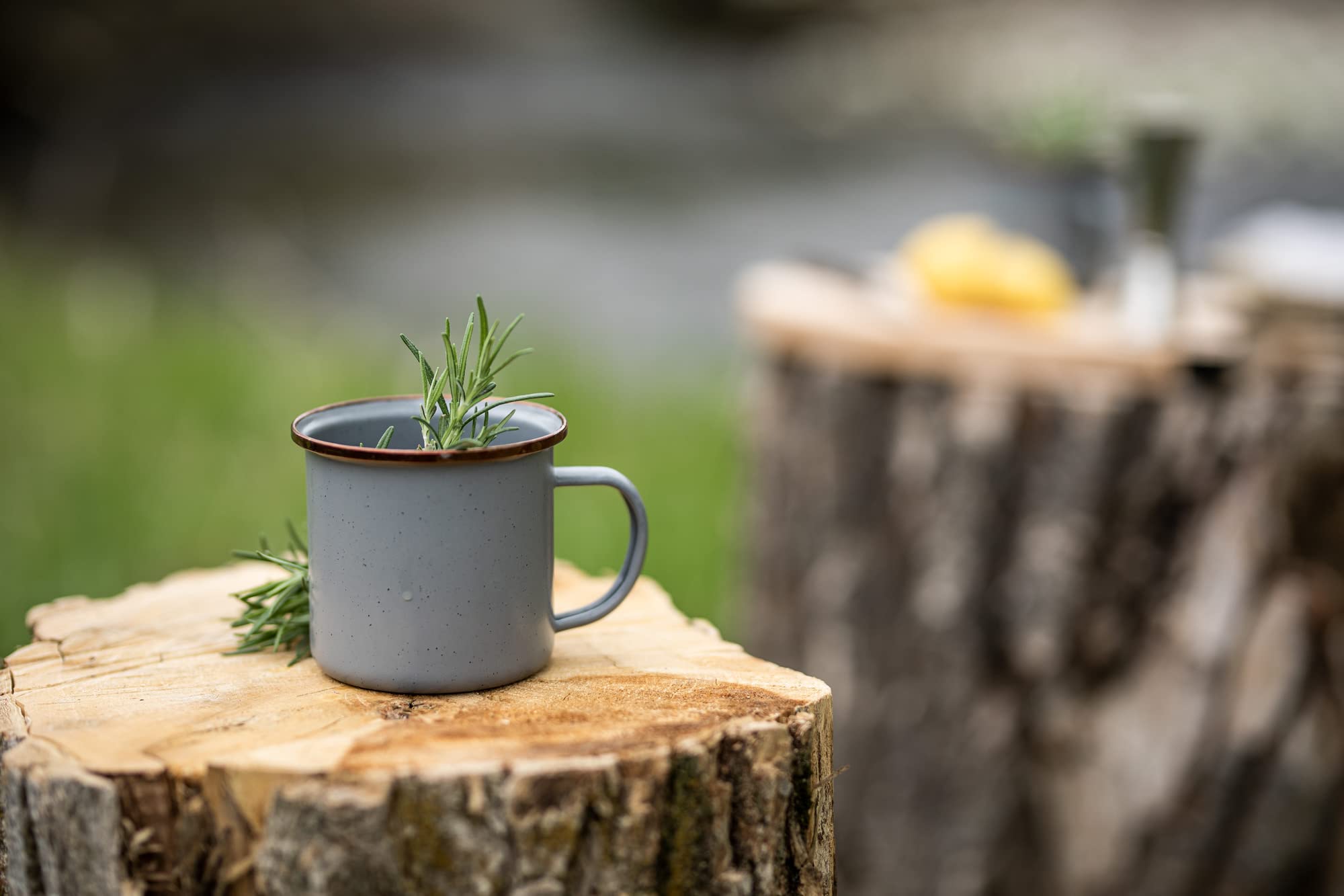 Barebones Enamel Cup - Enameled Steel Mug Set of 2 14-oz - Stainless Steel Rim for Camping and Outdoor Use- Slate Gray