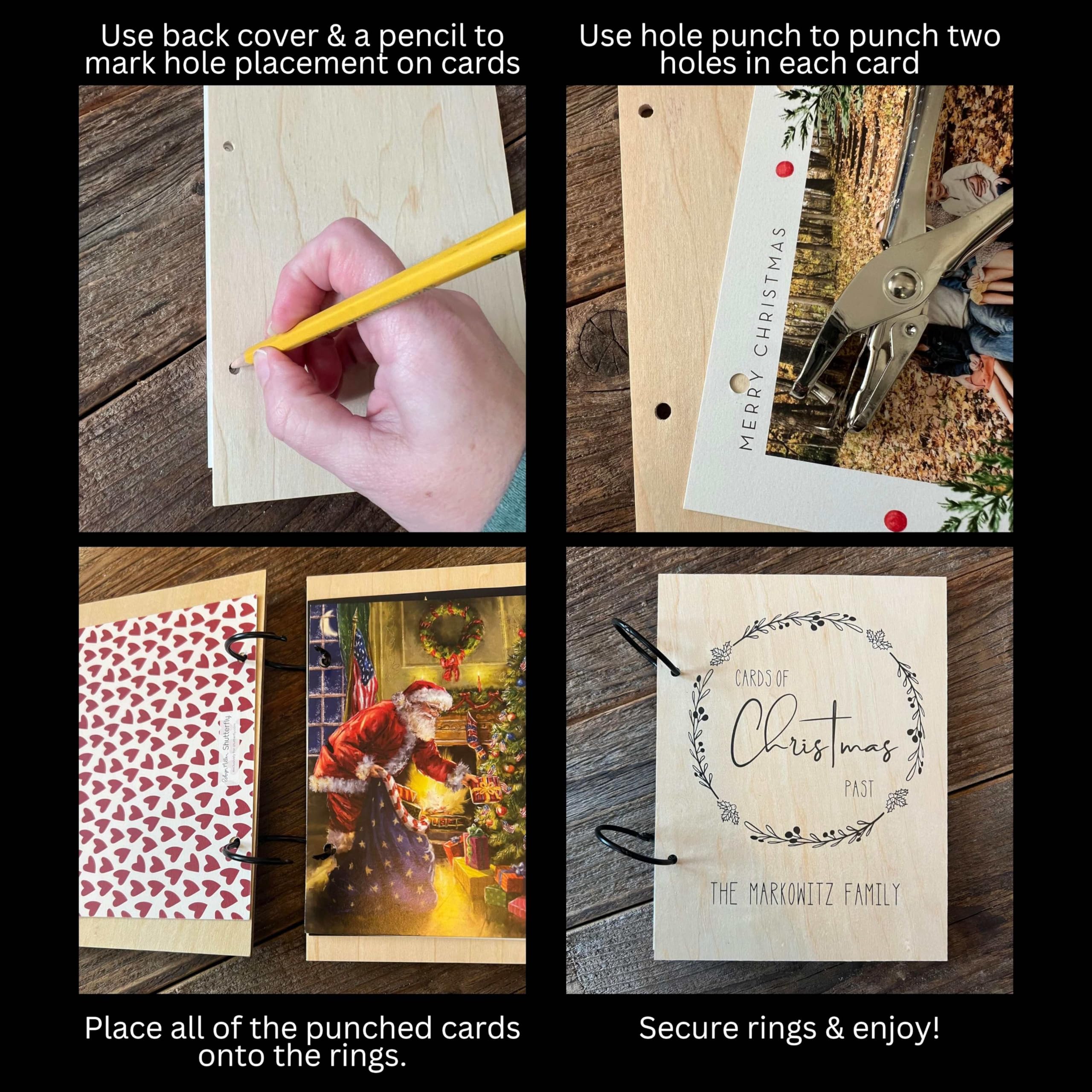 Birthday Card Keeper | Custom Storage for Greeting Cards | Personalized Gift for Grandma | Wooden Photo Album | Card Organization |Christmas