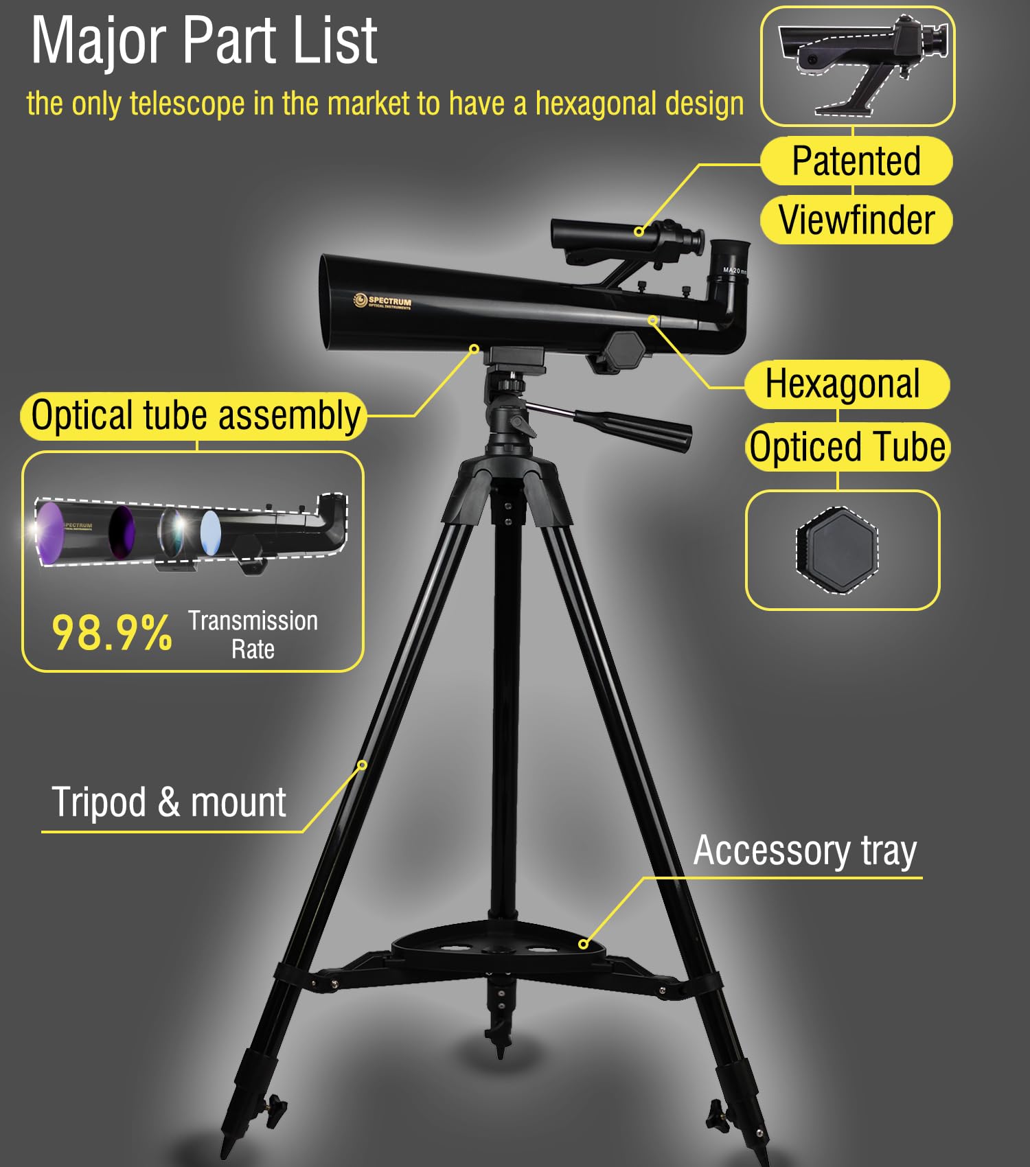 AstroLite 70AZ Refractor Hex Unibody Telescope and Travel Bag Bundle 20x-120x Magnification - 70mm Aperture 400mm Focal Length Telescope – Bonus Smartphone Adapter - Telescope for Beginners