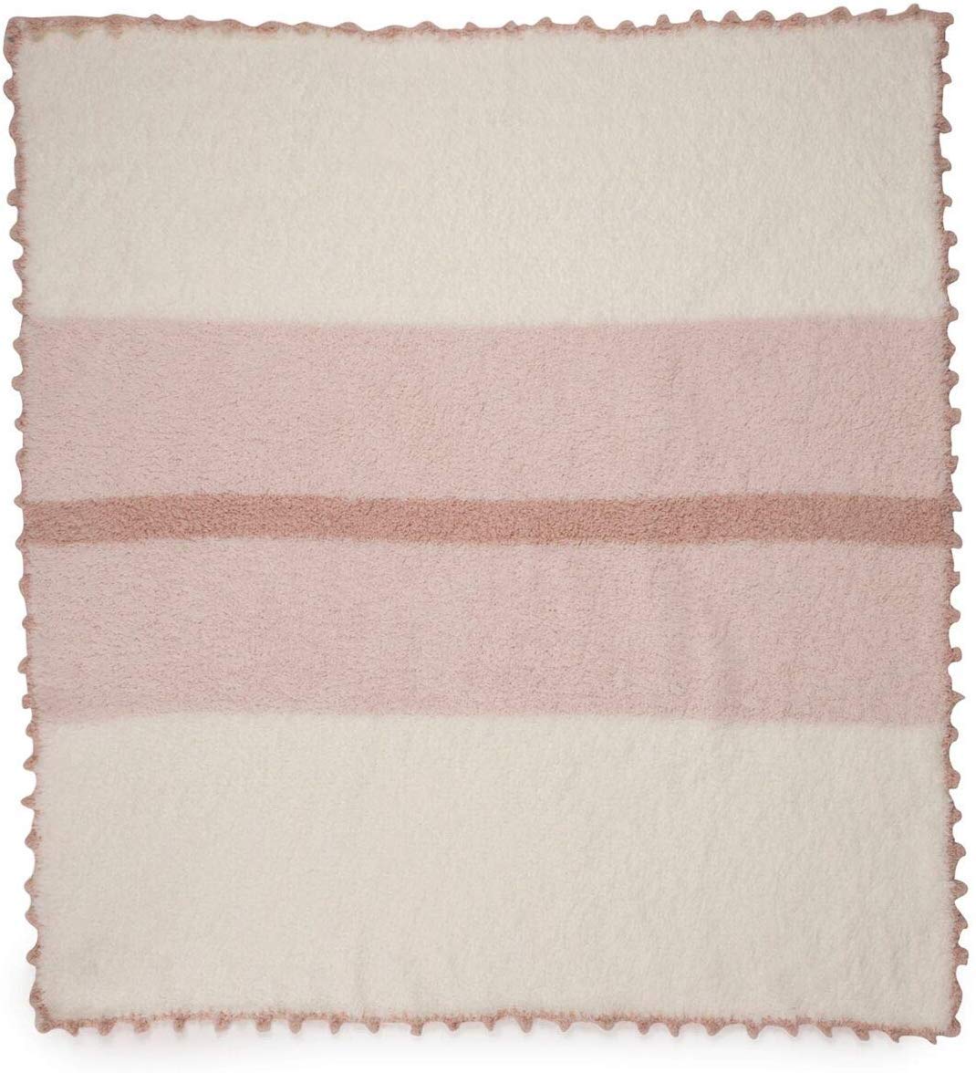 Barefoot Dreams CozyChic Striped Receiving Blanket, Comfy Baby Blanket, Pink, 30 Inches x 32 Inches