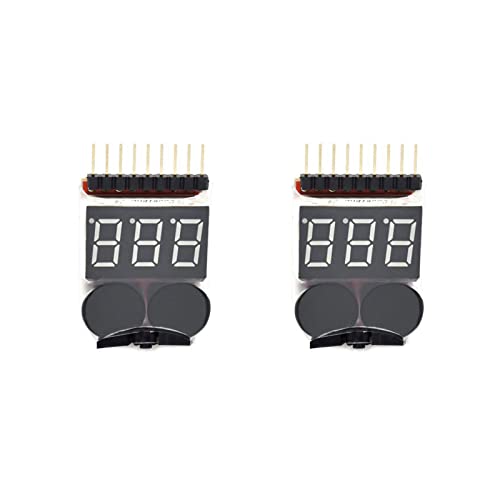Battery Tester Monitors Low-Voltage Buzzer Alarm Voltage Detector, Suitable for Model Airplane Lithium Battery Tester/Power Display/Over-Discharge Protector 1-8s Lithium-ion Battery Voltage Tester