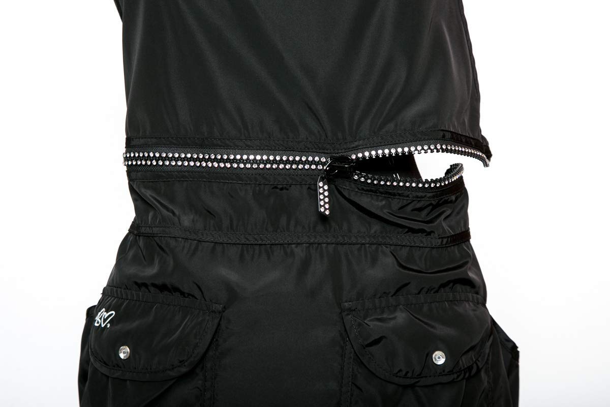 BeautyLove Love Struck Apron Bling Rhinestone Zipper Waist Zip Off Top Pockets Stain Bleach and Water Resistant Silky Polyester Salon Stylist Apron