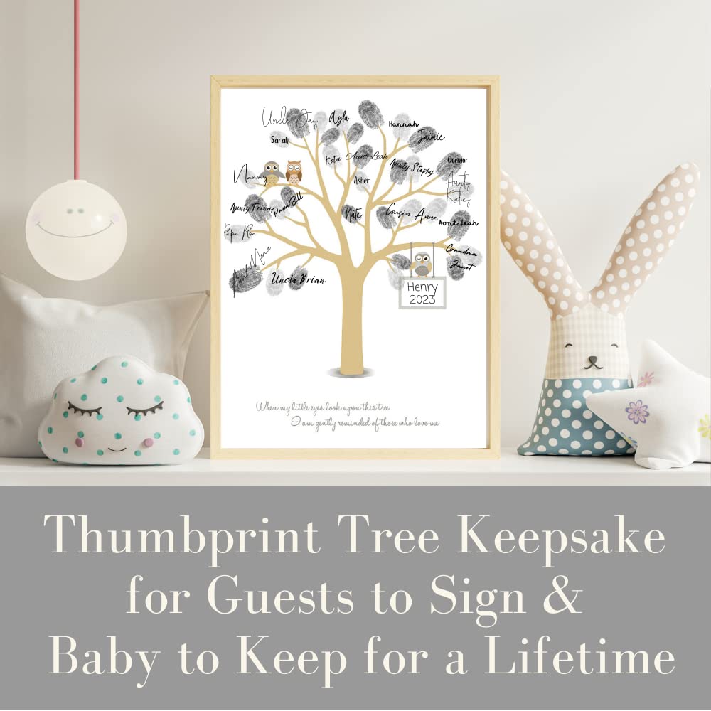 Baptism Decorations for Baby Boys and Girls,Includes 3 Faith-Based Decorative Posters, Thumbprint Tree Wall-Art Keepsake, 20 Prayer Cards, Baby's First Birthday, or Any Religious Event Extra Special