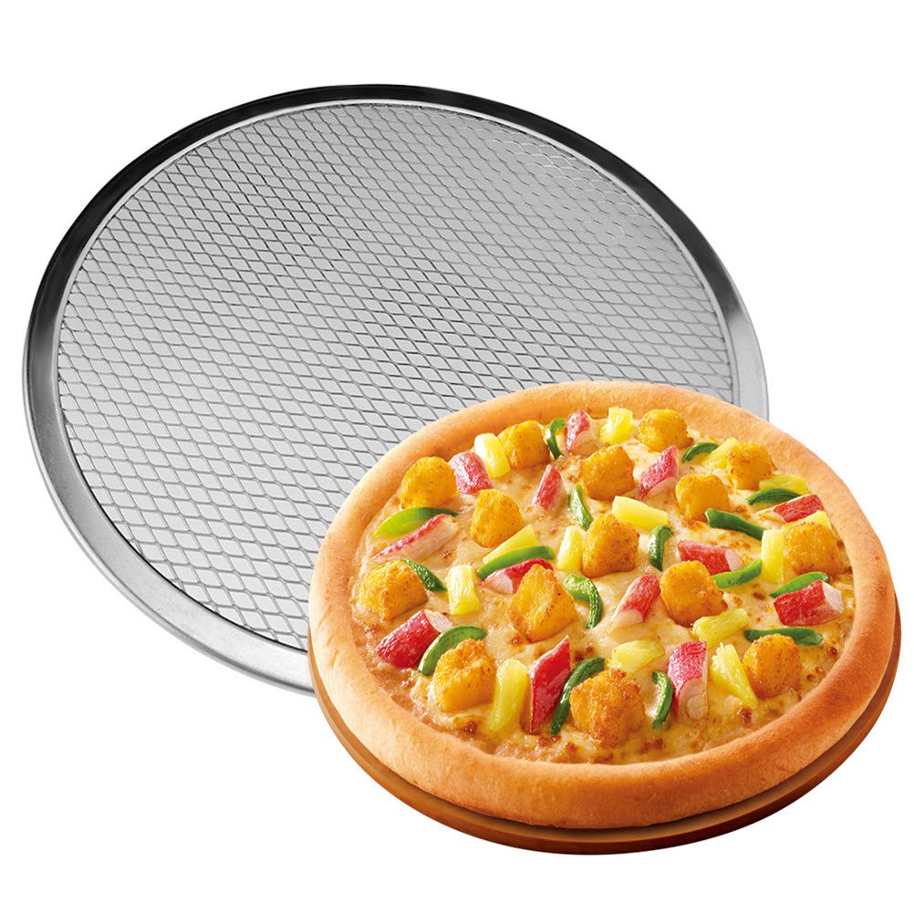 BESTonZON Pizza Pan, 16 Inch Pizza Tray with Holes, Seamless Aluminum Pizza Screen, Non Stick Mesh Net Baking Tray Cookware Kitchen Tool For Oven, BBQ, Kitchen Restaurant