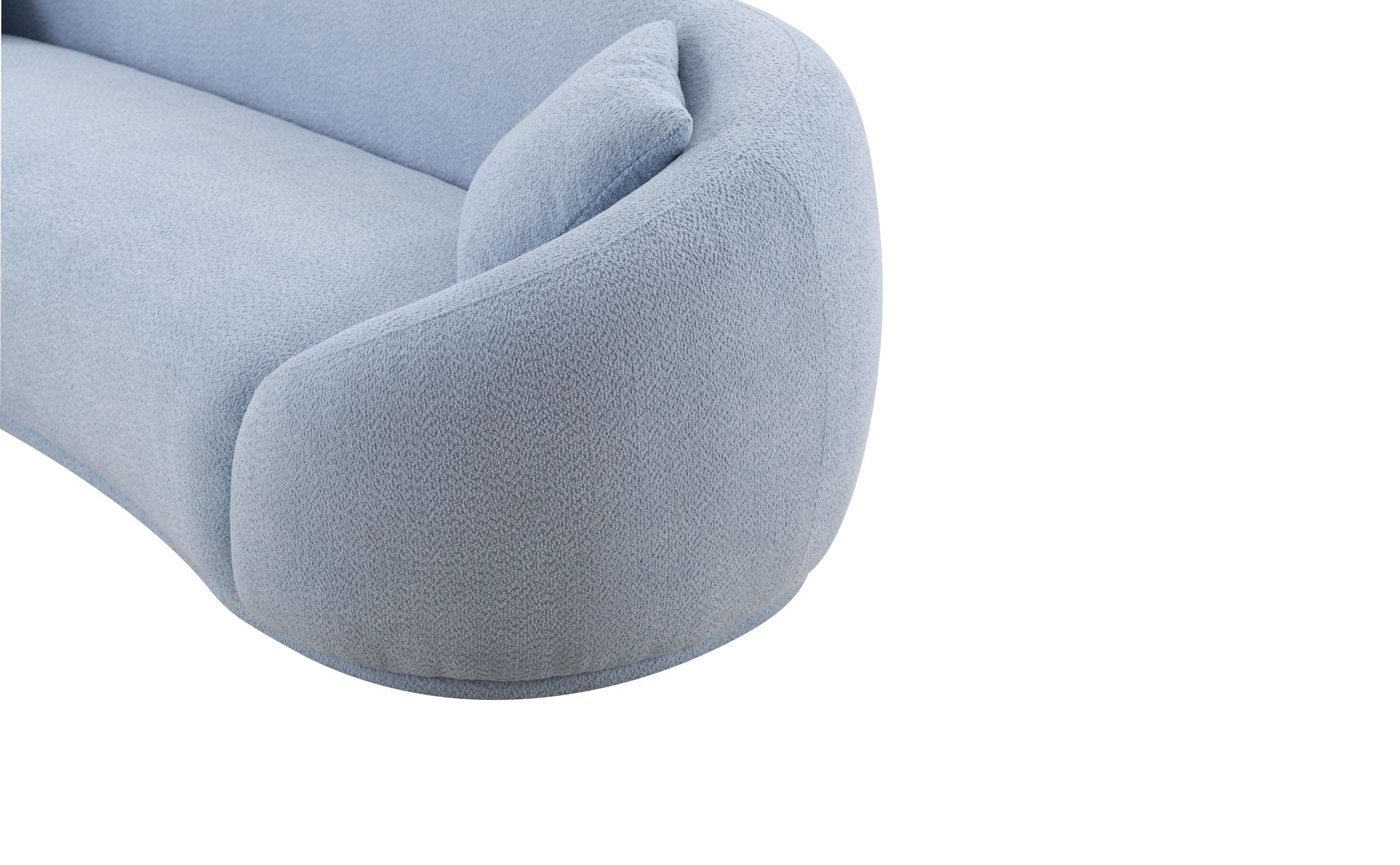 WAKEEPING 103" Modern Curved Sofa, Back Upholstered Boucle Couch with 2 Throw Pillows, 3-Seat Boucle Fabric Couch for Living Room, Office, Apartment (White, 103")