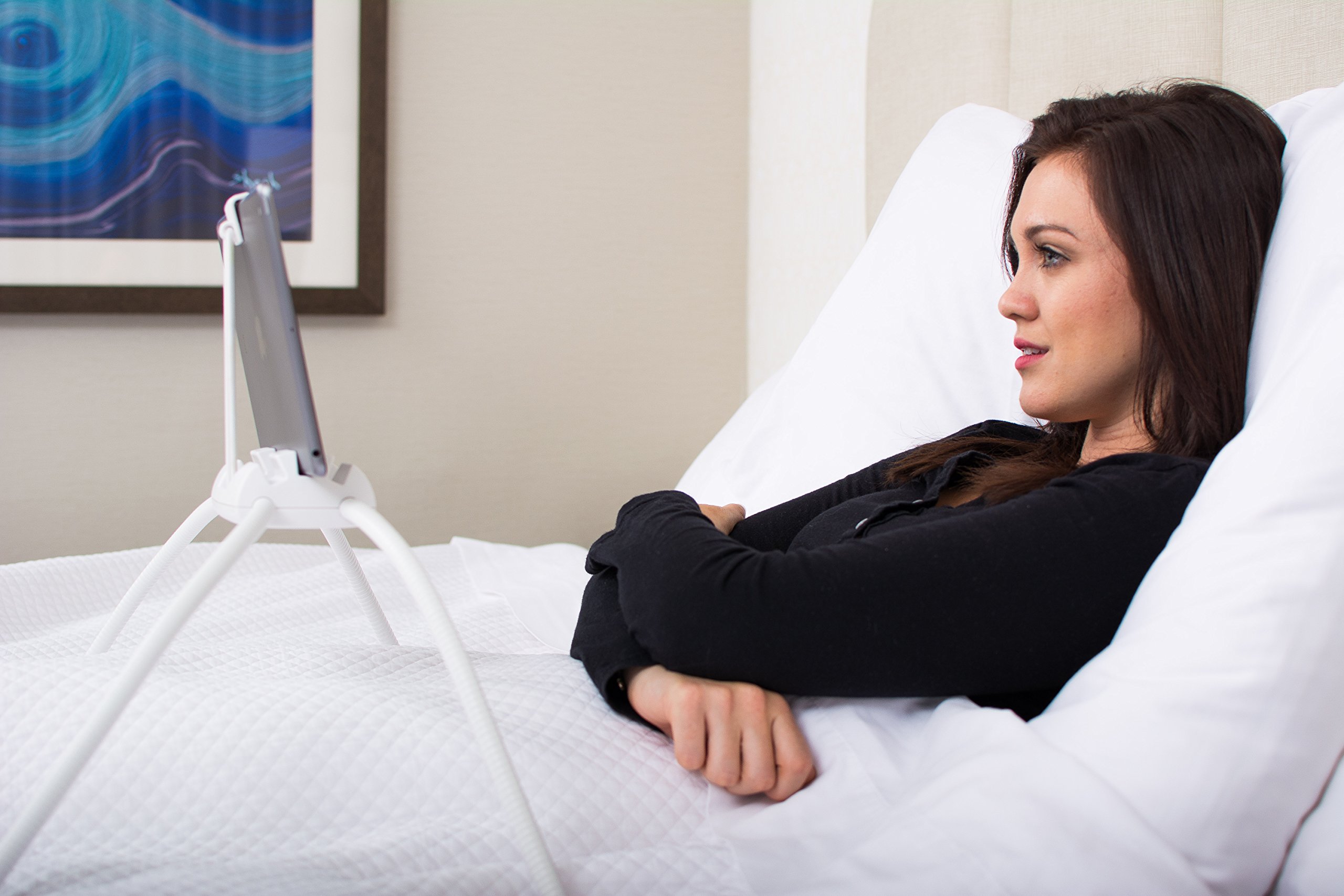 Tablift Tablet Stand for The Bed, Sofa, or Any Uneven Surface - Universal for All Tablets… (White)