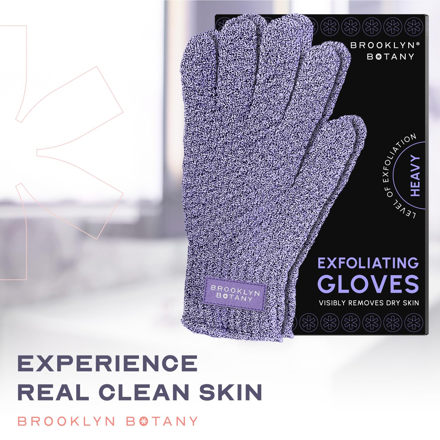 Brooklyn Botany Exfoliating Gloves for Bath and Shower β Heavy Duty Exfoliating Body Scrubber for Massage and Dead Skin Remover for Body β 1 Pair