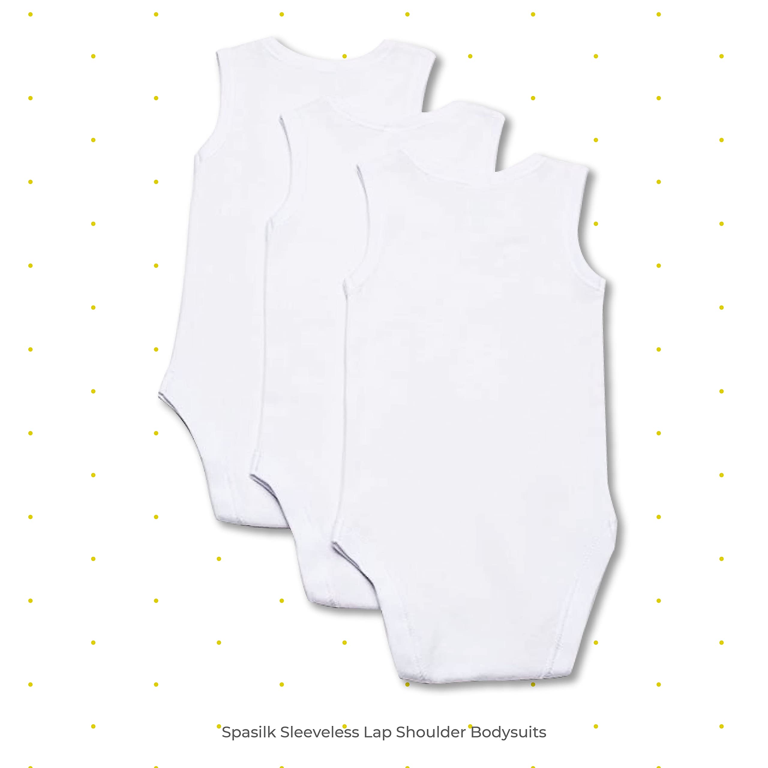 Spasilk Unisex-Baby Newborn Sleeveless Lap Shoulder Bodysuits, 3 pack, 9 - 24 Months - White Bodysuits