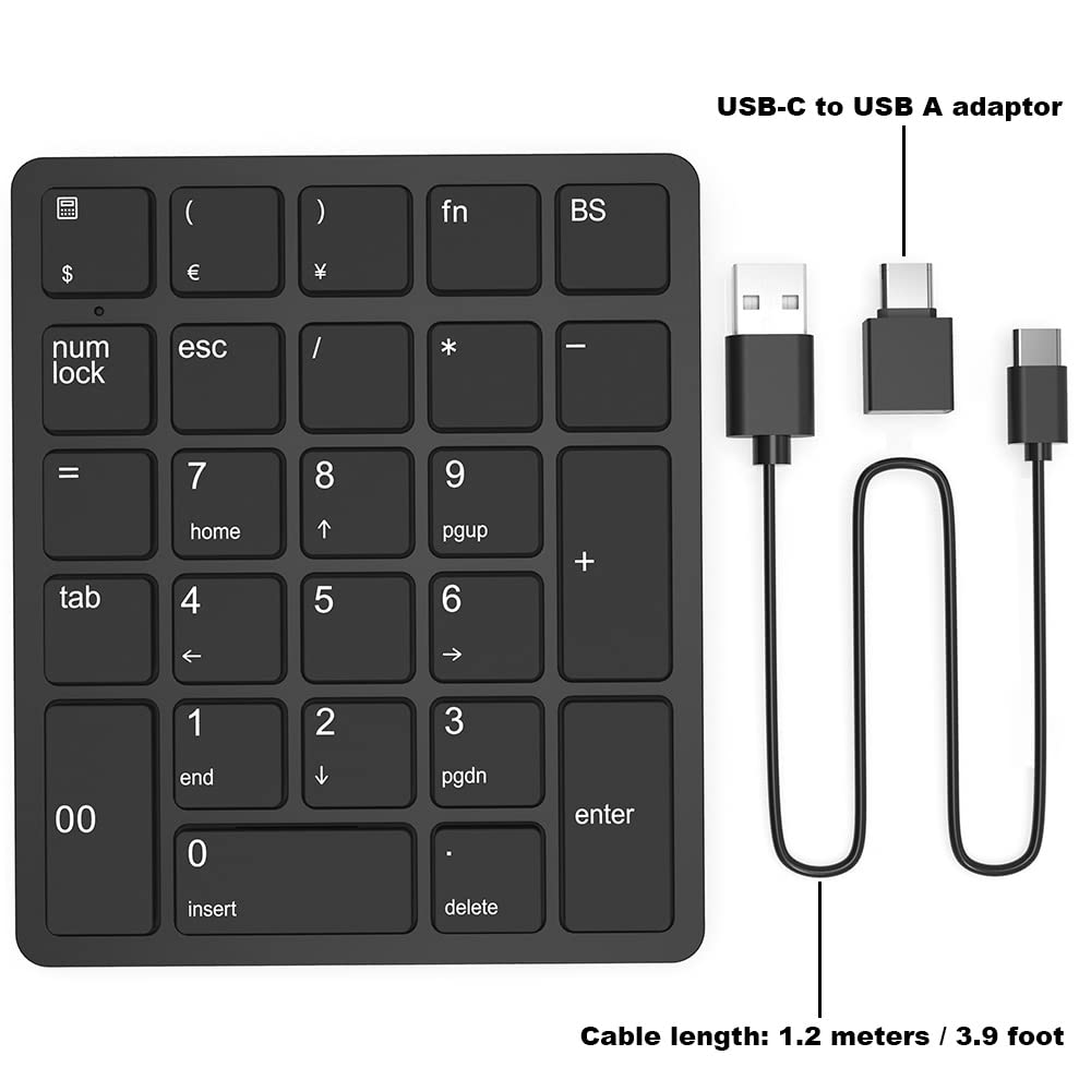 Astargo Stratosphere Wired Number Pad for Laptop - Slim USB Numeric Keypad with 3.9ft Cable, Plug and Play 26 Keys - Keyboard Numpad Compatible with Windows PC - Perfect Add On 10 Key USB Keypad