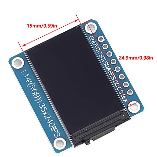 BOLORAMO LCD Screen Module, ST7789 28 x 31.4mm LCD Display Screen Module 4-Wire SPI Interface 1.14 Inches 8P 135x240 with Header Connector DIY Circuit