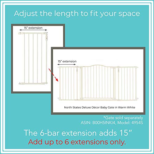 Toddleroo by North States 6 Bar Extension for Deluxe Décor Gate: Adjust your gate to fit your space. Add up to six extensions. No tools required. (Adds 15" width, Warm White)