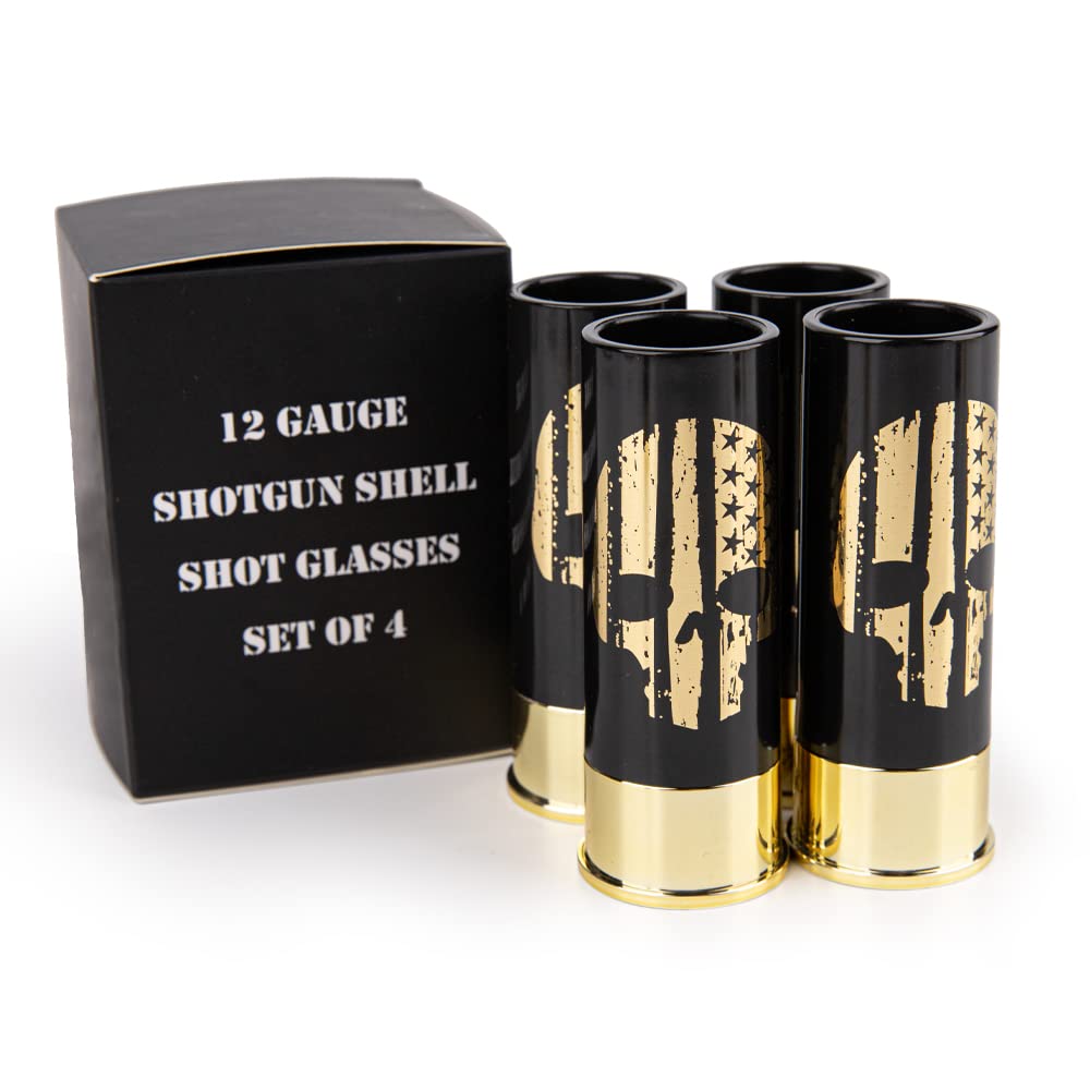 BeBesta 12 GA Shot Glasses Set,Great Drinking Glass Set (black)