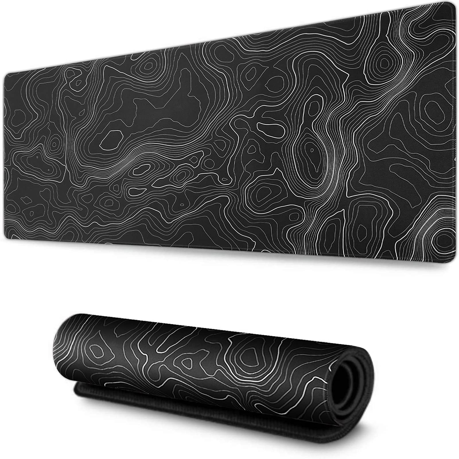 AQQA Large Gaming Laptop Mouse Pad, Sea Wave Big Laptop Desk Pads Non Slip Rubber Base Mousepad 35.4 x 15.7 inches Table Mat for Office and Home
