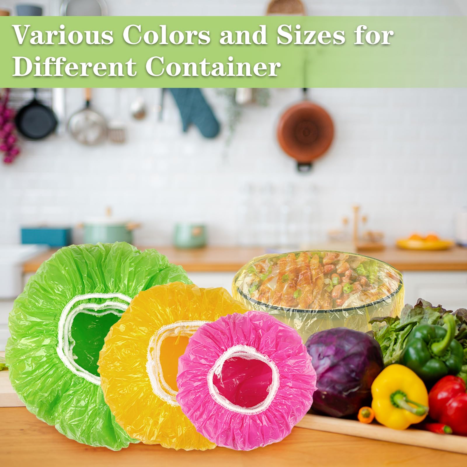 Plastic Bowl Covers Elastic Reusable - 60 PCS Fresh Keeping Bags, 3 Size Food Covers Stretch, Shower Cap Bowl Storage Covers(6/8/10inch)