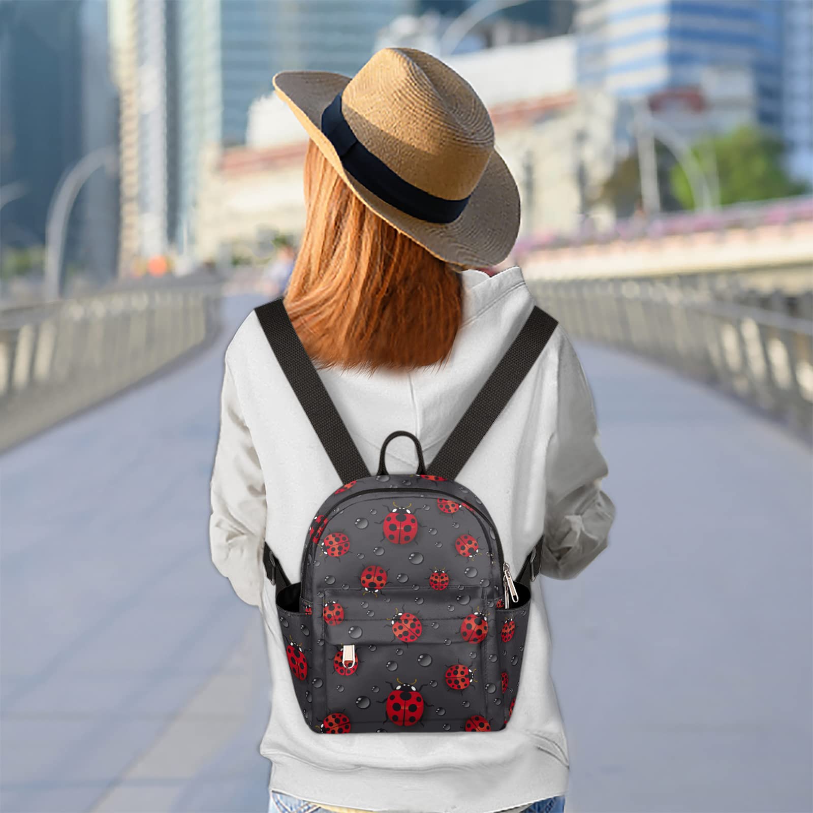 Animal Ladybug Mini Backpack Purse for Women, Small Fashion Daypack, Casual Lightweight Bag