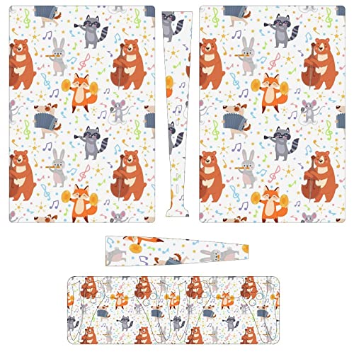 Animal Musicians Full Protective Skin Cover Design Wrap Decal Sticker Compatible with PS5 Digital Edition Console and Controller