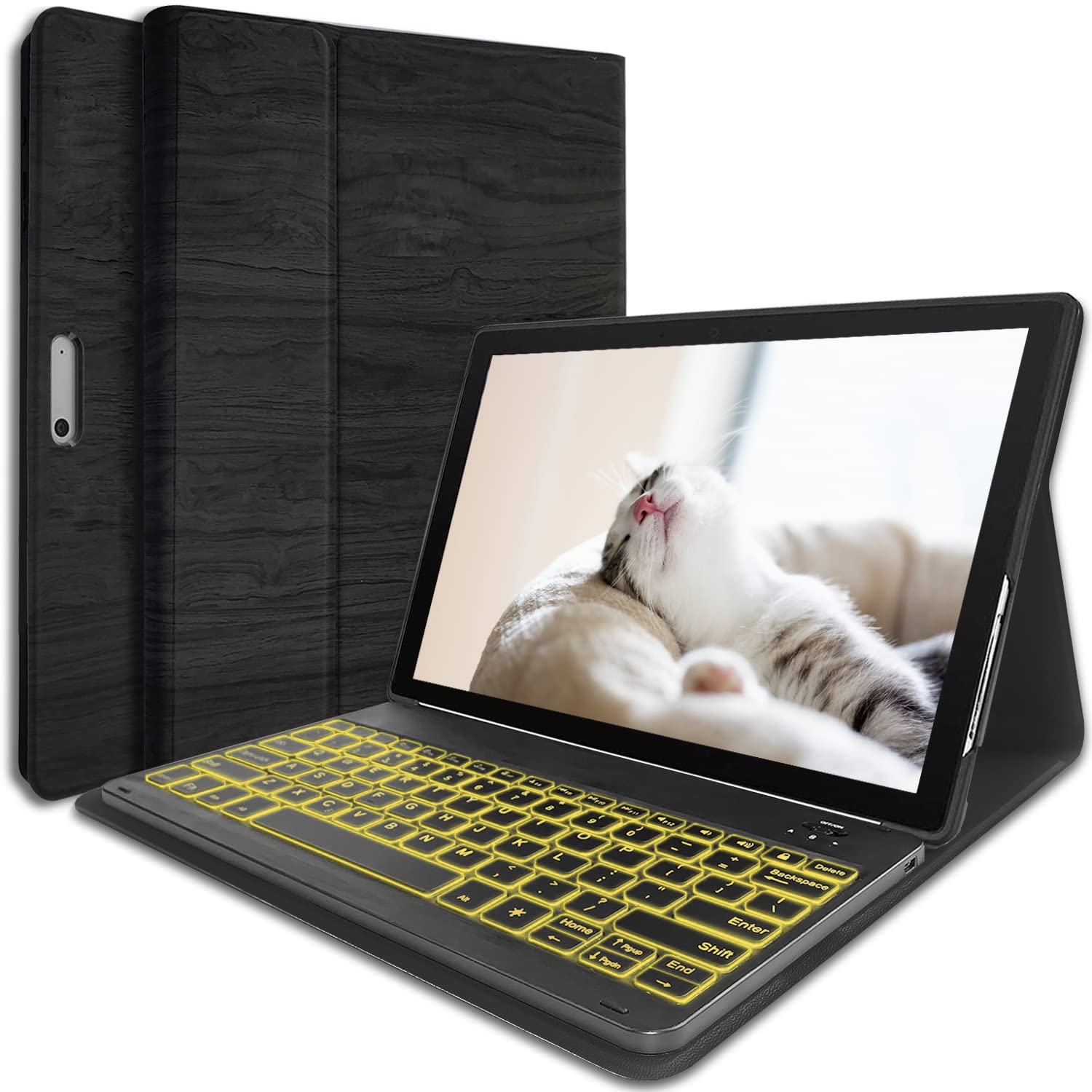 Backlit Keyboard Case for Microsoft Surface Pro 7 Plus, Pro 7, Pro 6, Pro 5th, Pro 4 12.3 Inch Tablet, Wineecy 7 Colors Backlight Magnetic Detachable Wireless Keyboard with Premium PU Cover Case