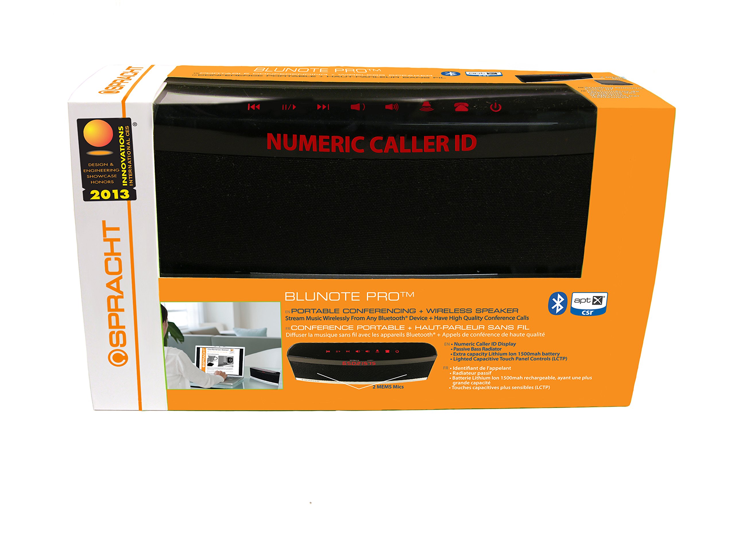 Spracht BluNote Pro Blutooth Speaker - Portable Conferencing and Wireless Speaker, Visual Scrolling Caller ID and Dual MEMs Mics