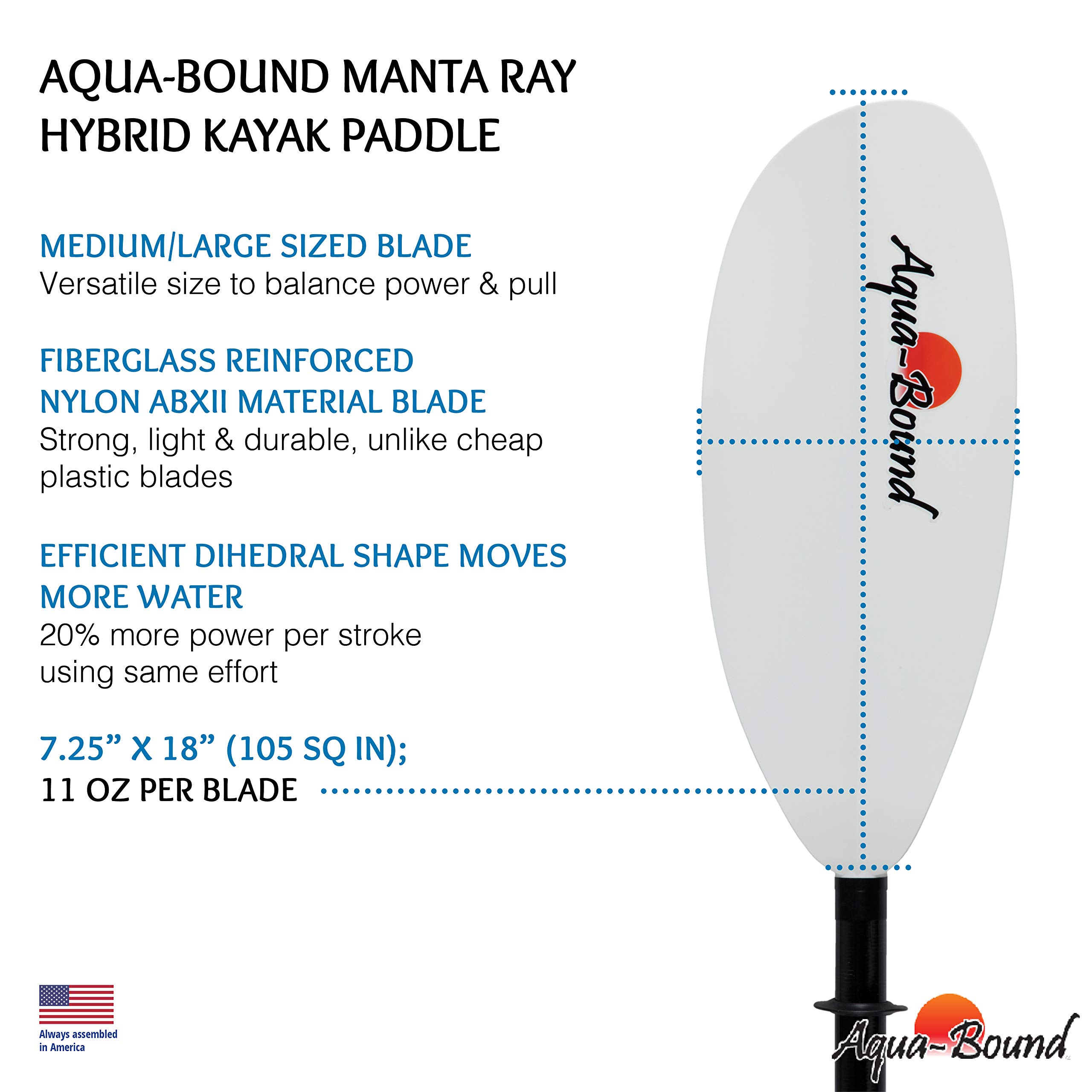 AQUA BOUND Aquabound Mantaray Hybrid White FG Blade/Posi-Lok Carbon Shaft 2pc, White, 210 cm (Discontinued)