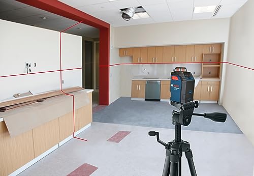 Bosch GLL2-20 65ft Self-Leveling 360 Degree Horizontal Cross Line Laser Level with Mount and Carrying Pouch,Blue
