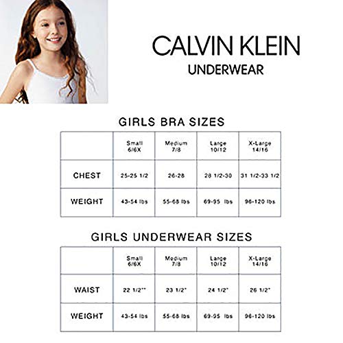 Calvin Klein Girls' Little Kids Modern Cotton Bralette, Multipack & Single, 2 Pack-Black with Logo, White, X-Large