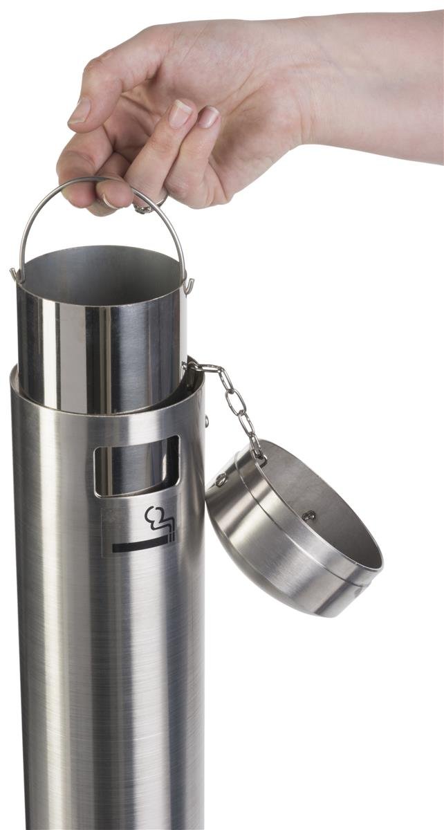 Displays2go Cigarette Receptacle, Iron, Stainless Steel Construction β Silver Finish (SMOKFLSV)