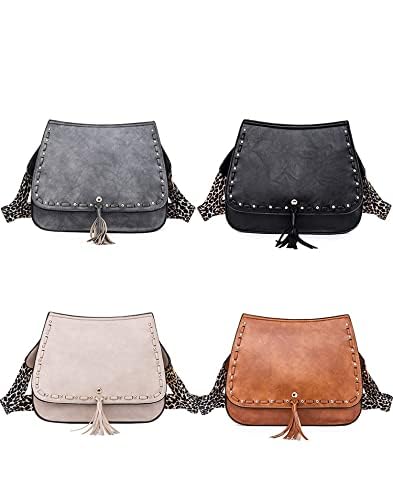 UKENENG Women's Crossbody Bag Shoulder Bag with Tassel Purse Shoulder Bucket Cross-body Purse (Grey)