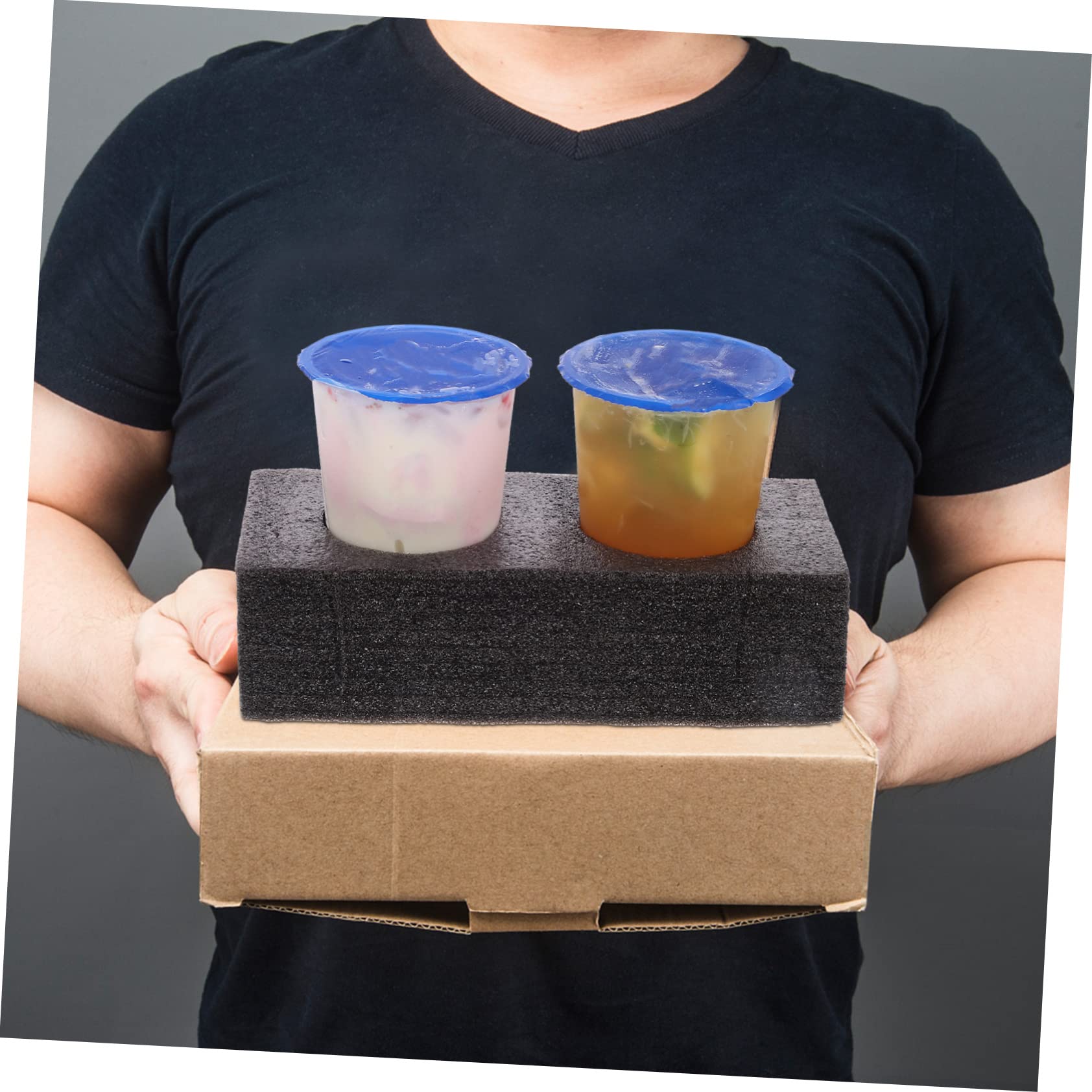 BCOATH 4 Pcs Cup Holder Milk Tea Holders Drink Carrier Tray to Go Coffee Holder Drink Carry Holder Cup Carrier Tray Tray Black Trays Takeout Cup Trays Cold Drink Pearl Cotton Sofa