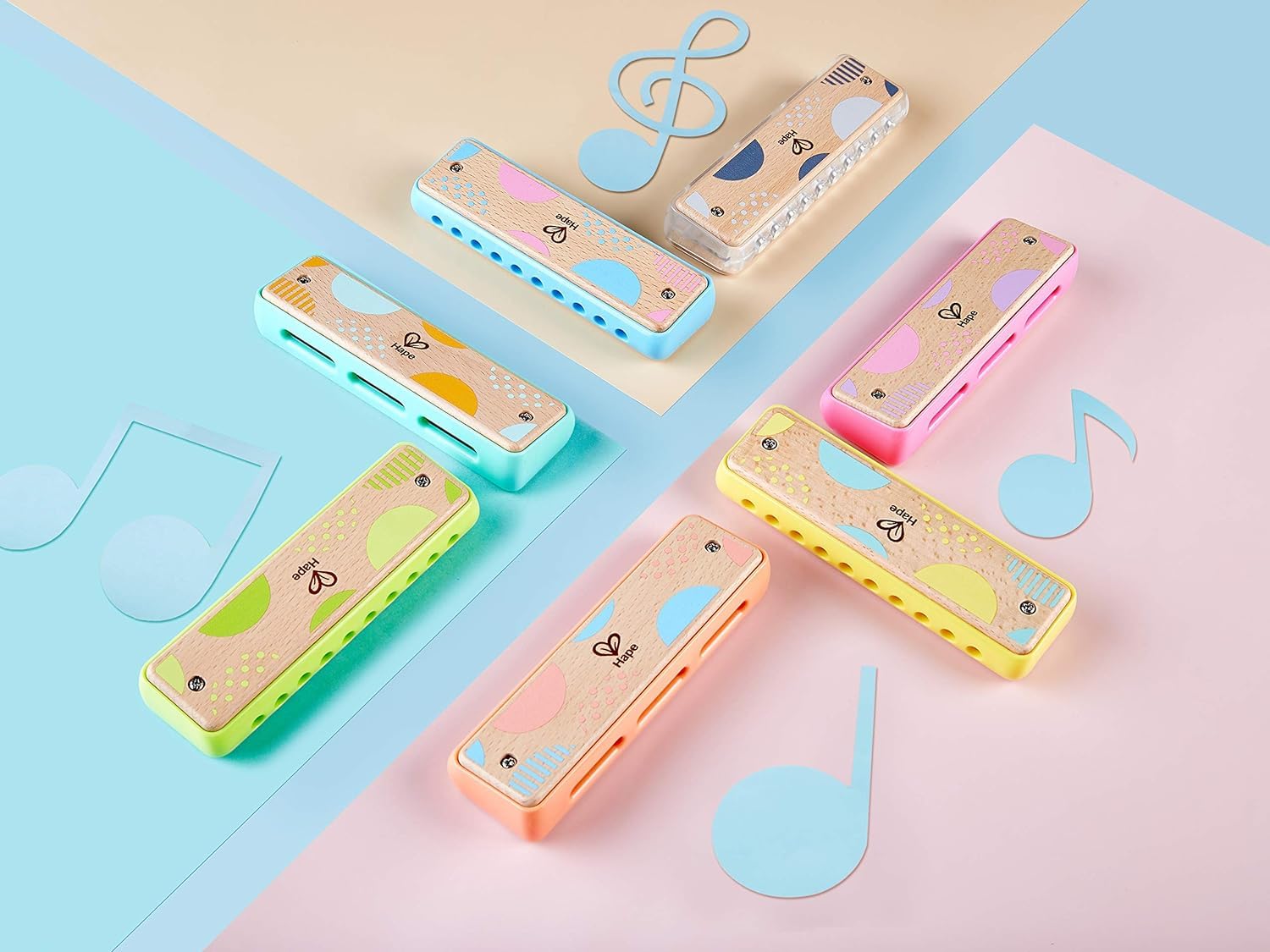 Hape Blues Harmonica | 10 Hole Wooden Musical Instrument Toy for Kids, Red