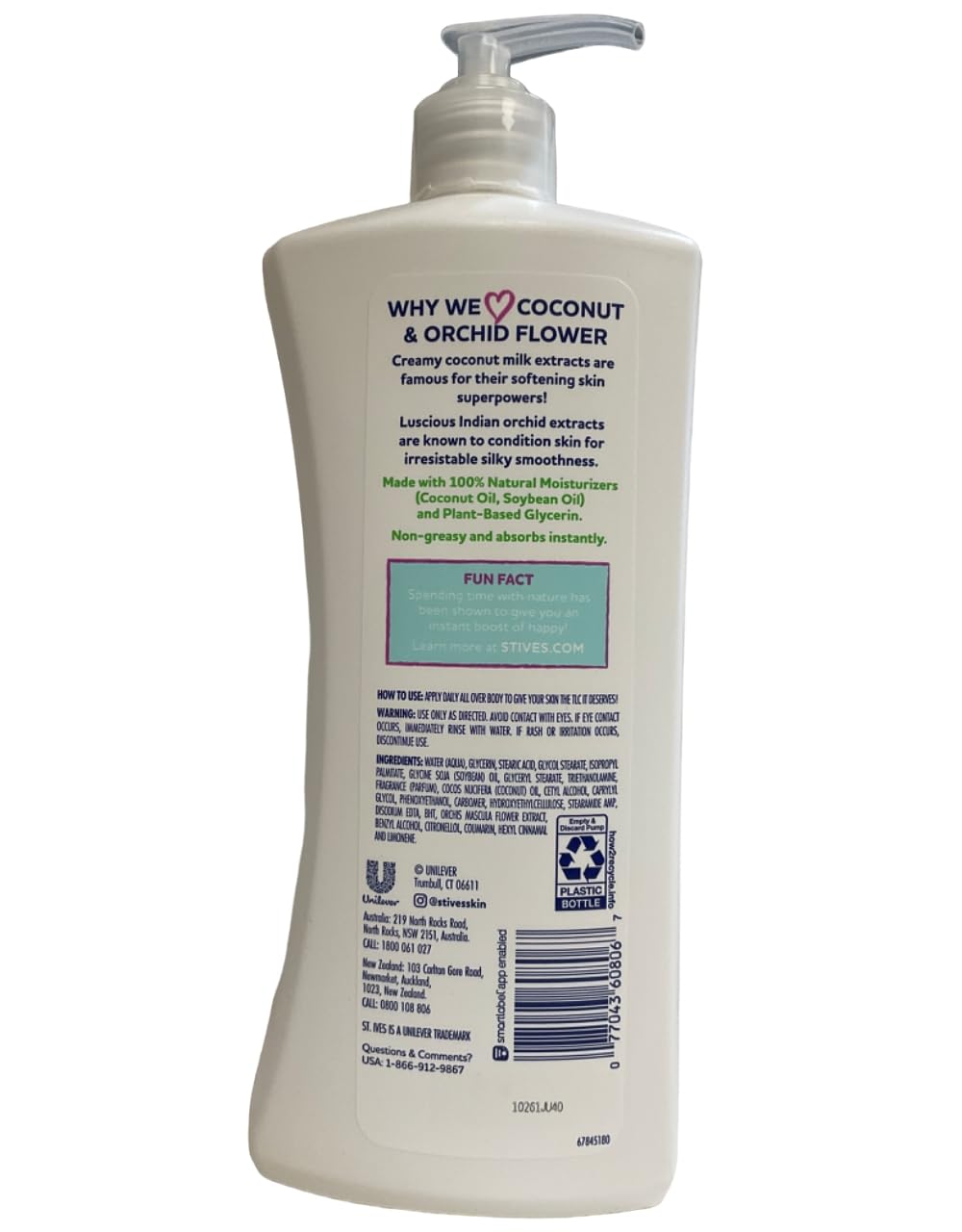 St. Ives Softening Body Lotion Coconut & Orchid Extract 21 oz (Pack of 2)