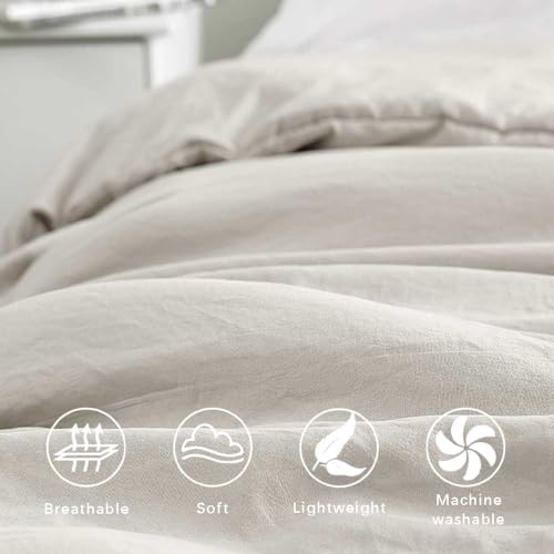 Beige Boho Comforter King Size, 3 Piece Soft Light Khaki Modern Bedding Set & Collections, Lightweight All Season Bed Quilt Blanket with 2 Pillow Shams for Women Men