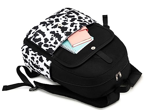 Bluboon College Laptop Backpack School Bookbag Travel School Bag for High School(Cow-Black)