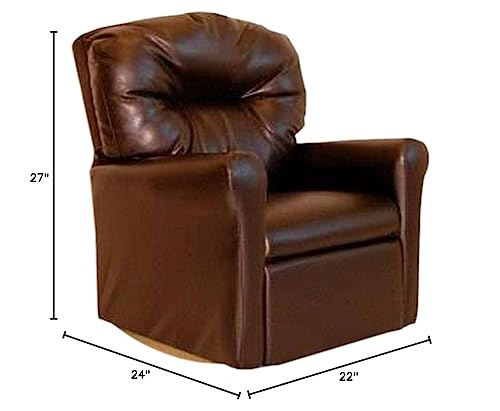 Dozydotes Child Rocker Recliner Contemporary Pecan Brown Leather DZD11531
