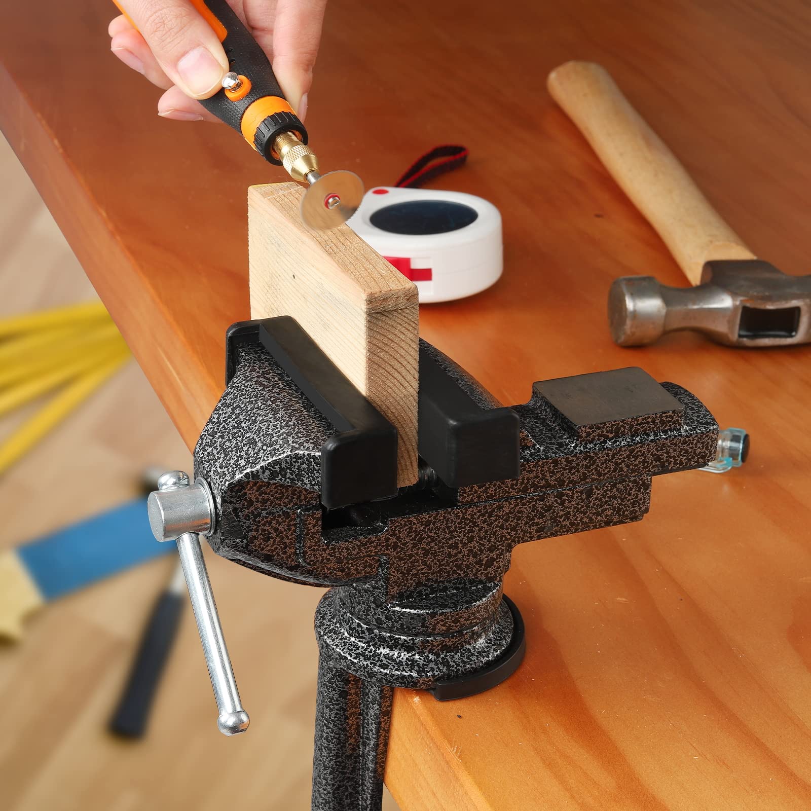 Bench Vise, ๐๐ข๐ซ๐๐ช๐๐ ๐ ๐ถ๐ป๐ถ ๐๐ฒ๐ป๐ฐ๐ต ๐๐น๐ฎ๐บ๐ฝ for Workbench, 2.9 inch Swivel Table Vise for Small DIY Projects, Handcraft Creations, Woodworking, Sculpting and Modeling