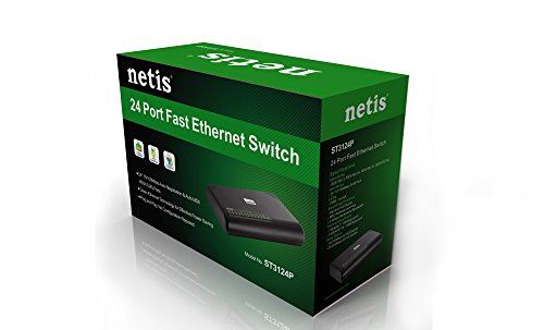Netis ST3124P 24 Port 10/100Mbps Fast Ethernet Rackmount Switch with Plug-and-Play | Auto MDI/MDI-X, Desktop Ethernet Splitter and Hub, Plug and Play, Traffic Optimization, Compact Design