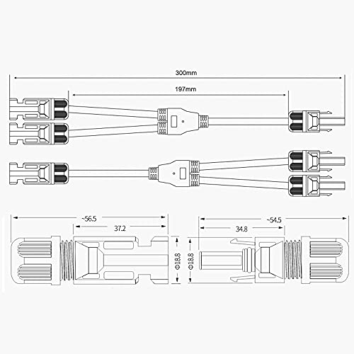 BAYM Metal Spanner 2 to 1 Solar Panel 3 to 1 Y Branch Cable Connector 4 to 1 Solar Wire Connector Y-Type Y3 Y4 Y5 Coupler Combiner (Y3 2pair+ Spanner 1pair)