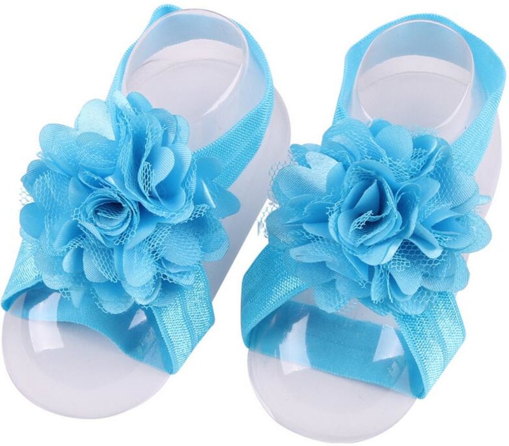 Toptim Baby Girl's Barefoot Sandals Flower for Newborn Toddlers (0-3T) (Mixed 12 Colors)
