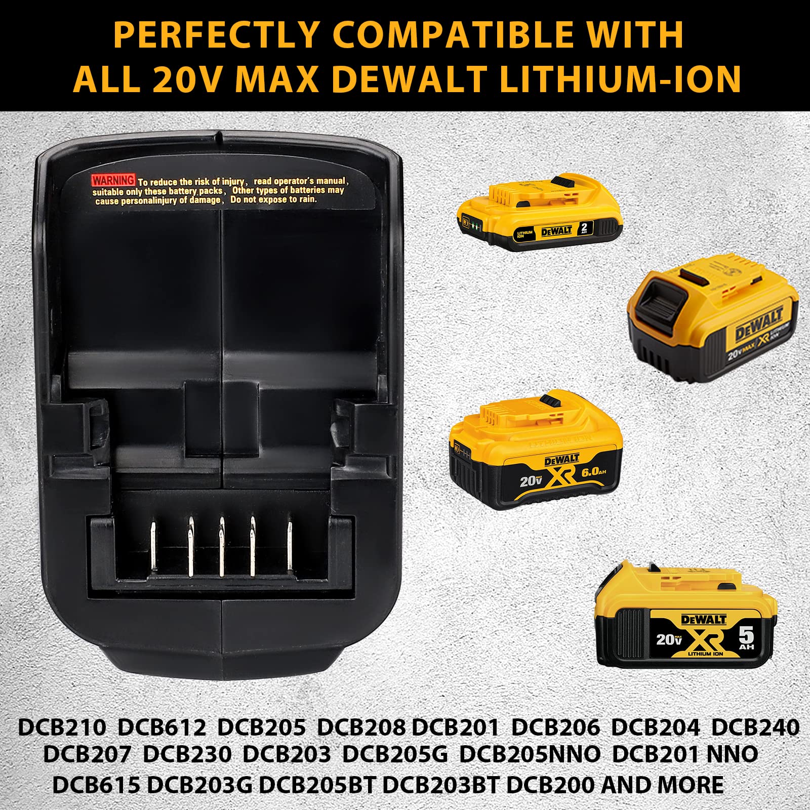 Battery Adapter for Dewalt 20v Battery USB Phone Charger, Led Work Light with Dual USB Charger and 12v DC Port,Power Source Supply for 14.4-20v Max Lithium-Ion Battery