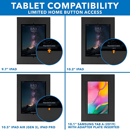 Mount-It! Anti-Theft Tablet Kiosk Floor Stand Compatible with iPad and Samsung | Height Adjustable Secure Check-in Stand | Free-Standing Or Secure Bolt-On Design