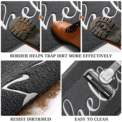 BeneathYourFeet Door Mat (30"x17.5",Dark Grey), Durable Welcome Mat Low Profile Floor Mat Front Doormat Non Slip Mats for Entryway, Patio, High Traffic Areas