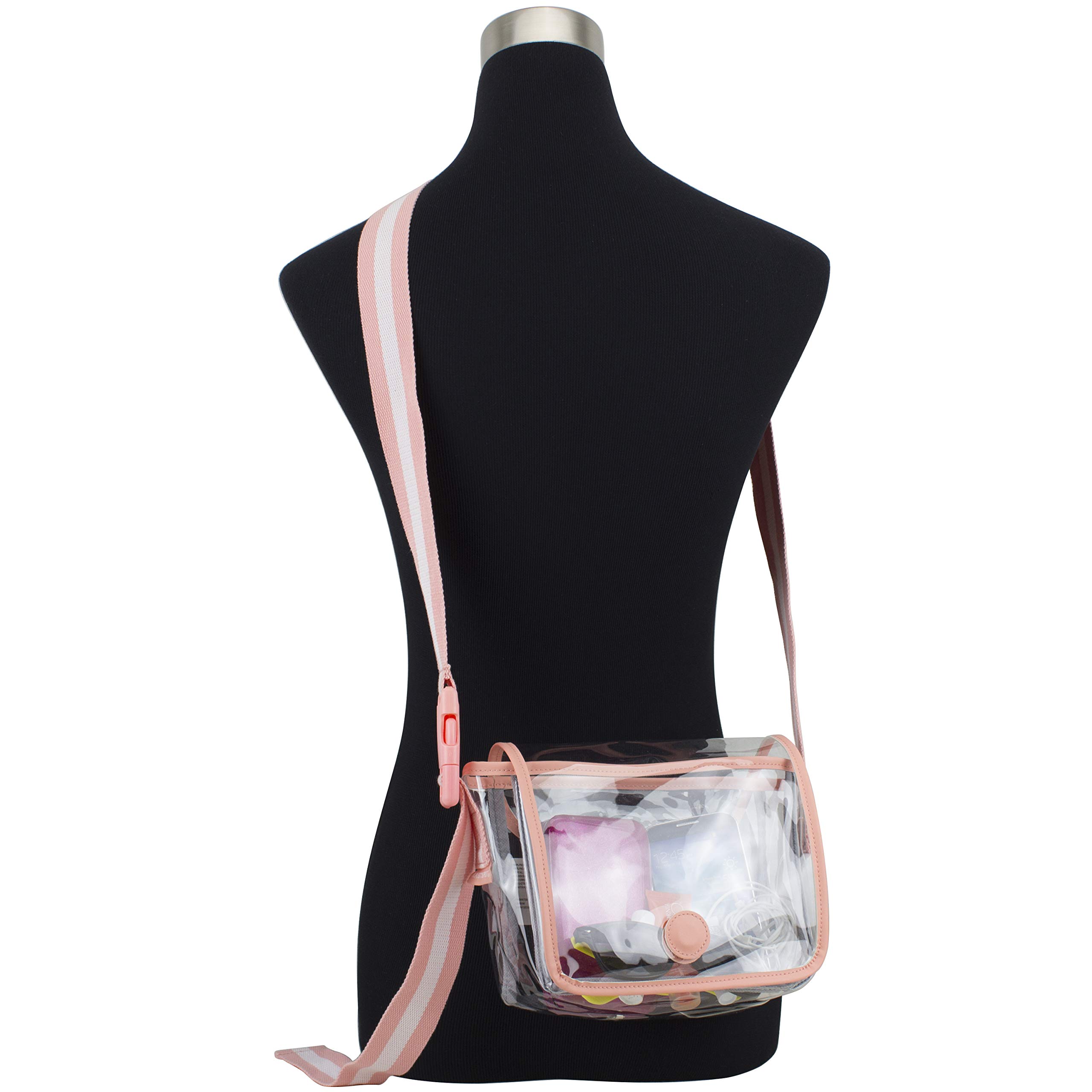 Eastsport Clear Handbag Bundle Set, Heavy Duty PVC Transparent See Through Daypack Tote Bag for College Workplace, Blush