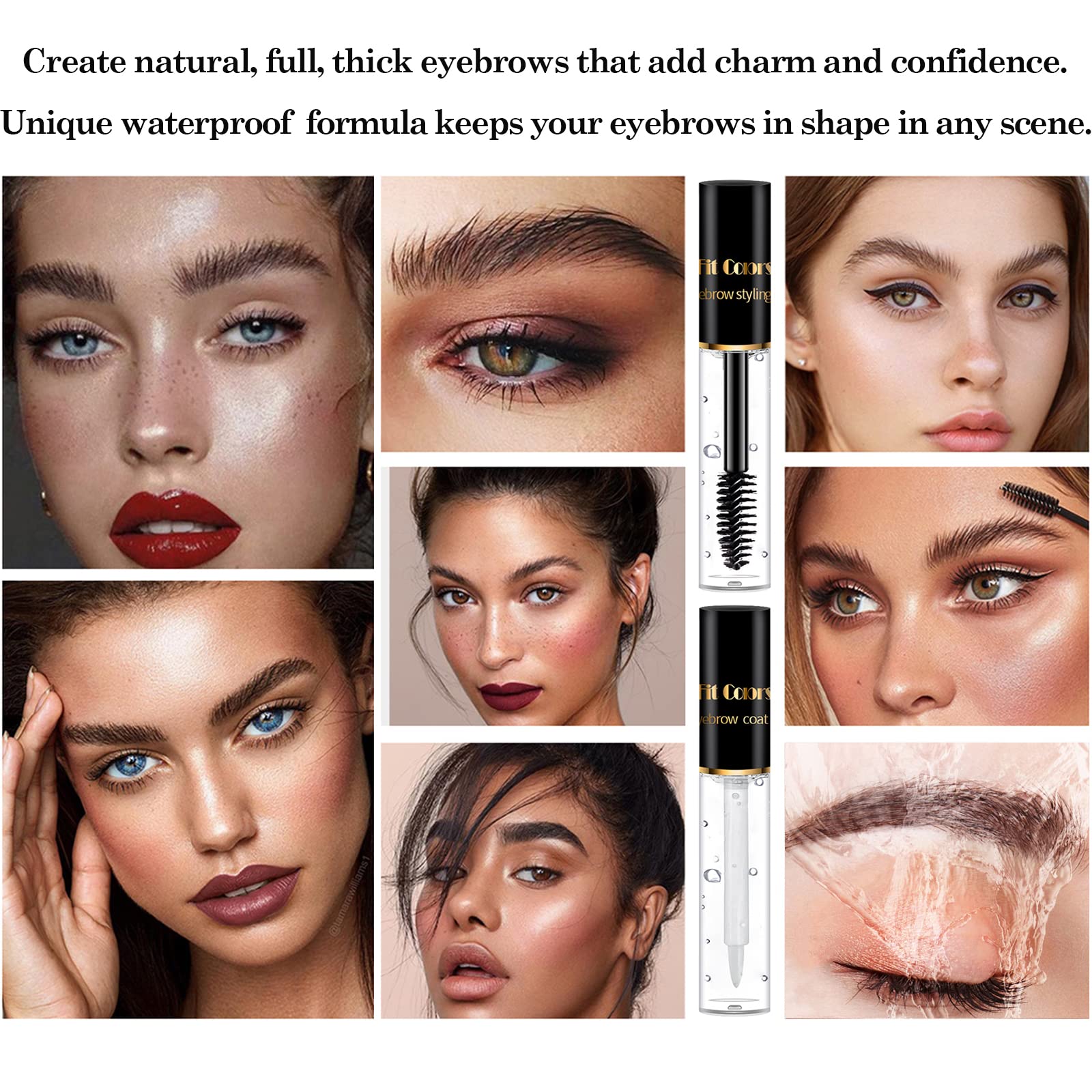 Brow Makeup Setting Gel, Long Lasting Waterproof Sweat-Proof Clear Eyebrow Makeup Raincoat for Feathered & Fluffy Brows, Up to 12 Hours, (Waterproof Gel)