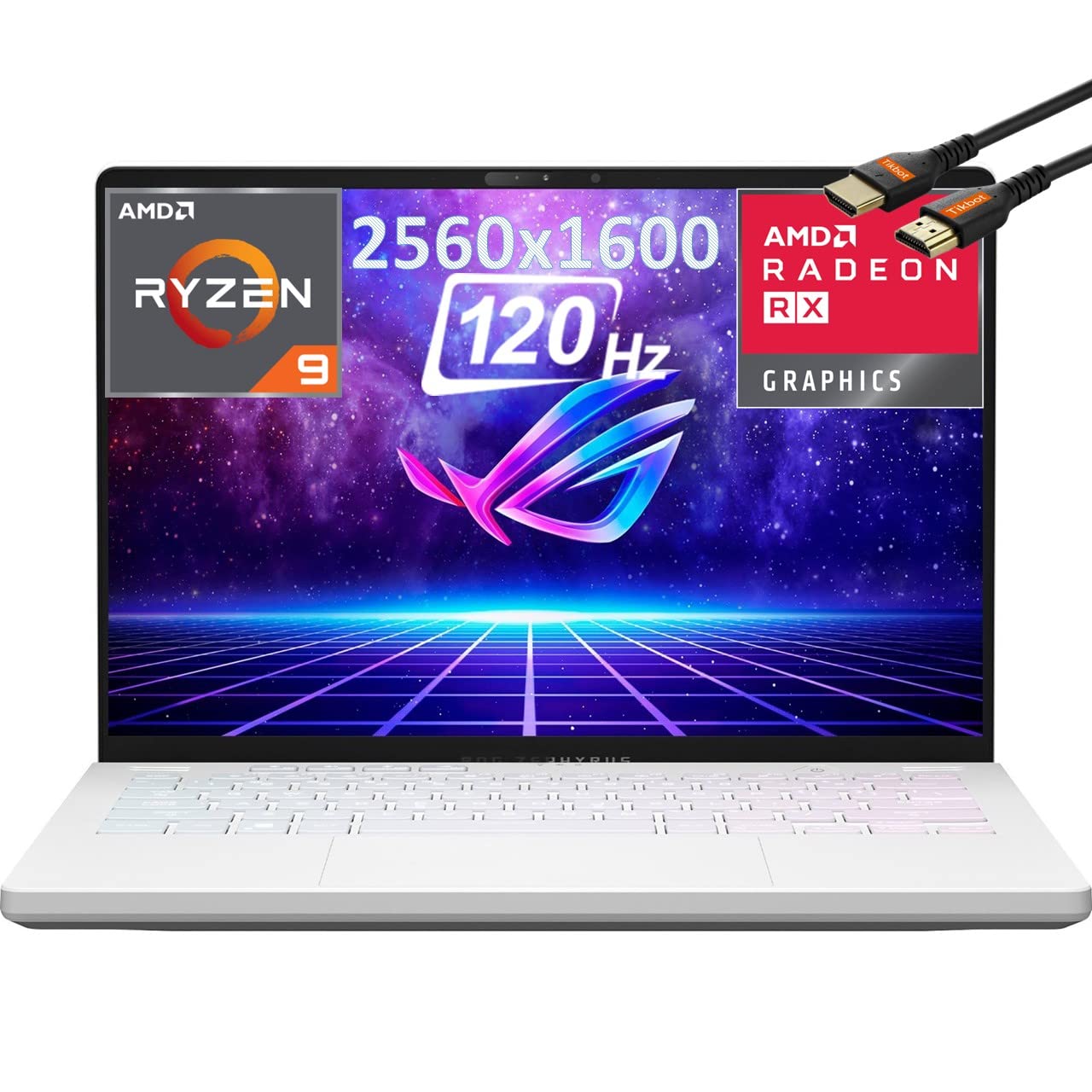 ASUS - ROG Zephyrus 14" WQXGA 120Hz QHD Gaming Laptop - AMD R9-6900HS - AMD Radeon RX 6800S -Win11 Home, with HDIM Cable (24GB RAM | 2TB PCIe SSD)