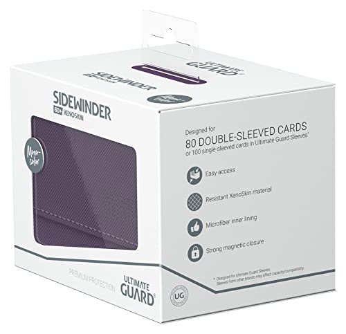Ultimate Guard Sidewinder 80+, Deck Box for 80 Double-Sleeved TCG Cards, Purple, Magnetic Closure & Microfiber Inner Lining for Secure Storage