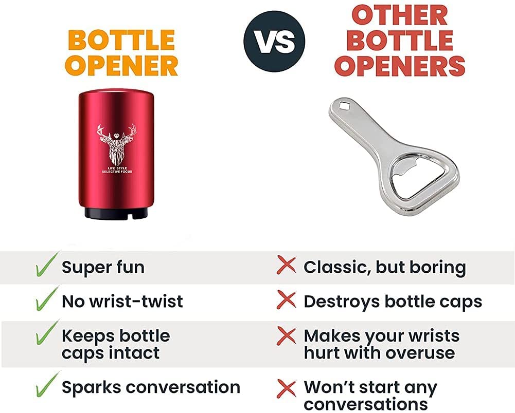 Beer Automatic Bottle Opener, Magnetic Lid Catcher for Bartender Tool Fun, Lid Opener, Pushed Down Beer Opener, Spring-Loaded Bottle Openers Beer Opener (Green-2 Pcs)